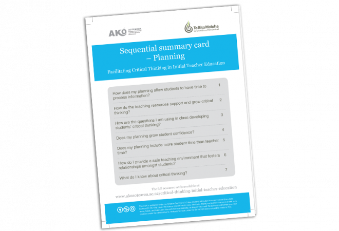 Critical Thinking Tools Sequential summary cards » Ako Aotearoa
